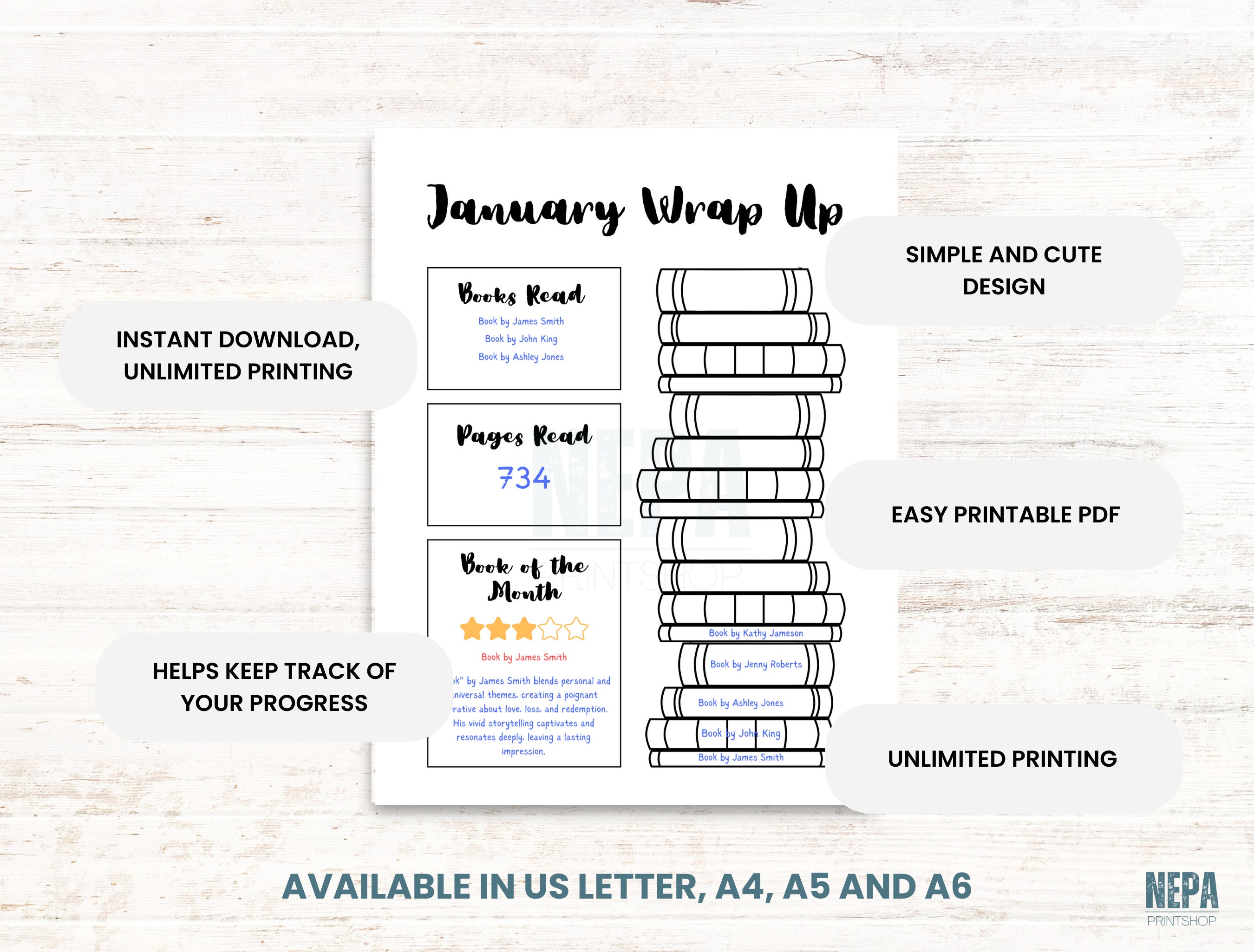 Printable Reading Tracker Monthly Wrap Up, Reading Journal, Reading ...