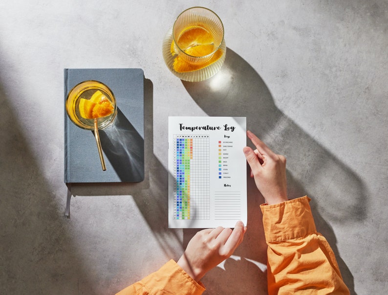 Printable Temperature Log, Temperature Tracker, Journal Page, Daily ...