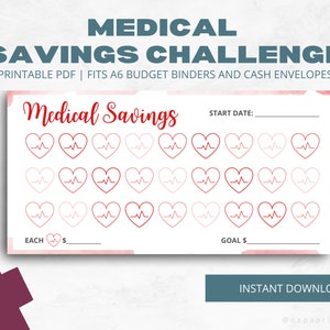 Printable Medical Savings Challenge for A6 Budget Binder, Printable ...