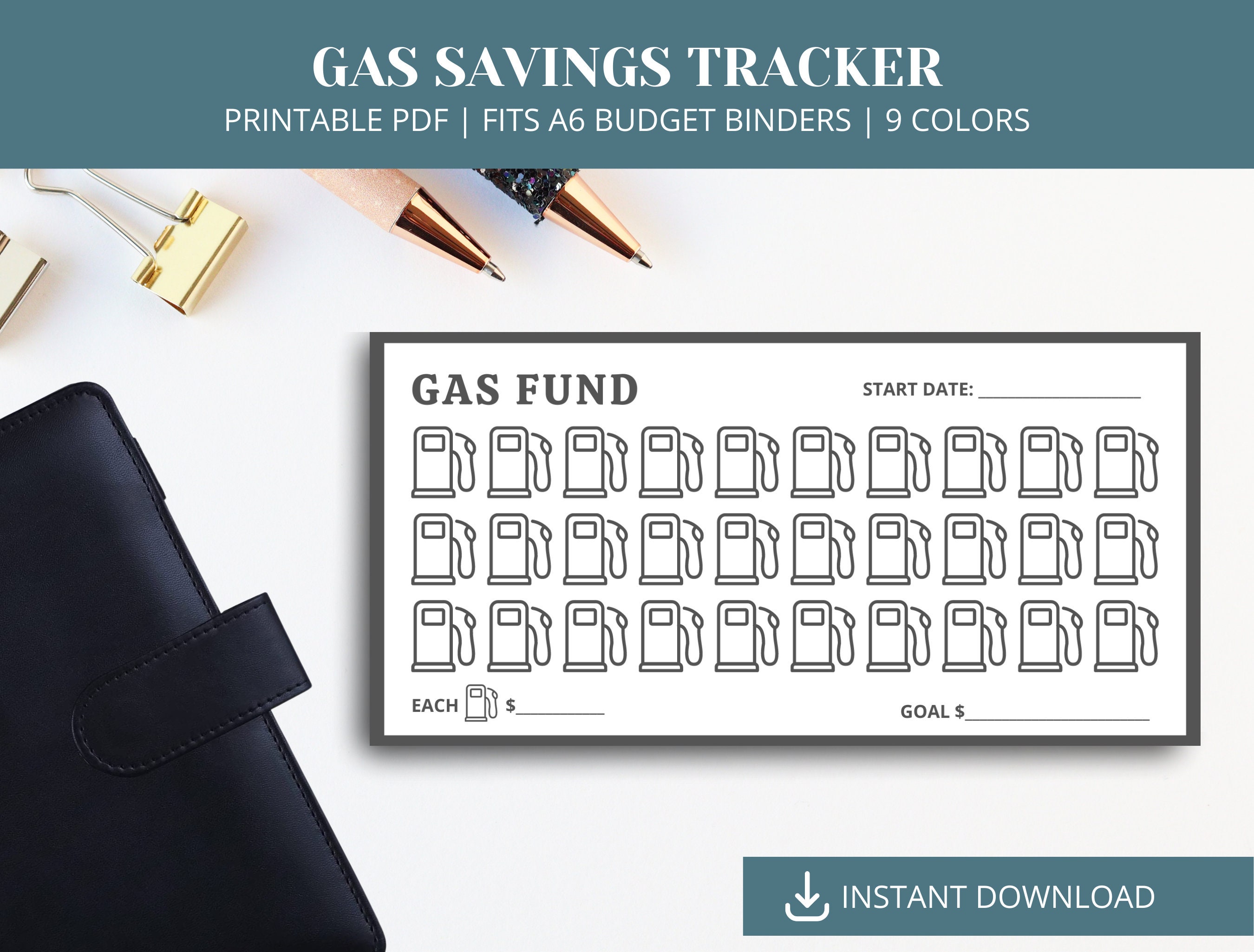 Gas Funds Saving Challenge, Printable A6 Budget Binder Insert, Mini ...