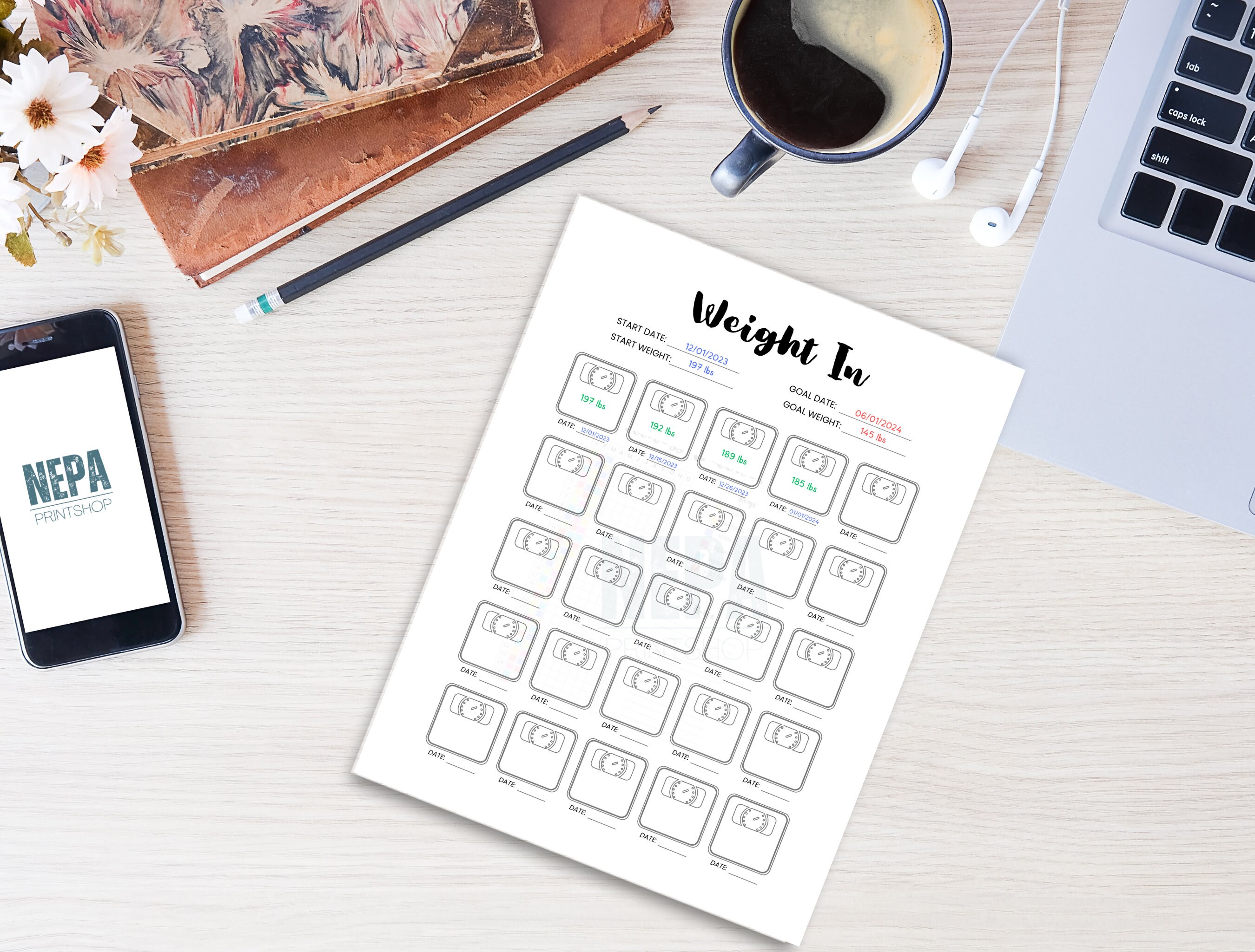 Printable Weight Tracker, Weight Log, Journal Page, Daily Habit Tracker ...
