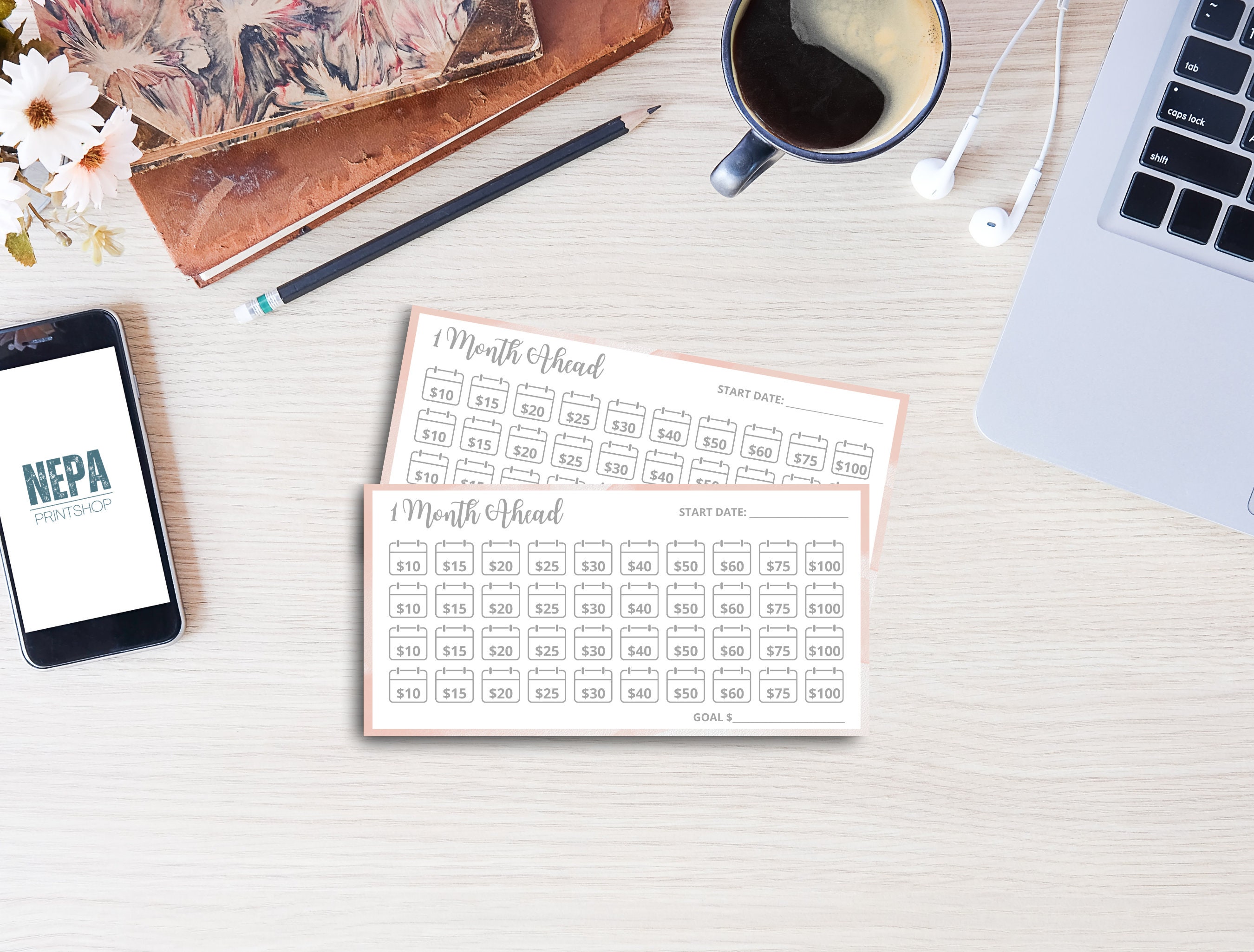 1 Month Ahead Saving Challenge, Printable A6 Budget Binder Insert, Mini ...