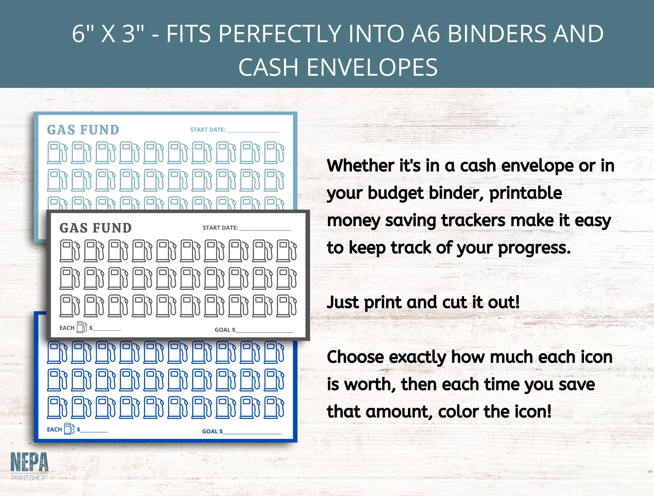 Gas Funds Saving Challenge, Printable A6 Budget Binder Insert, Mini ...