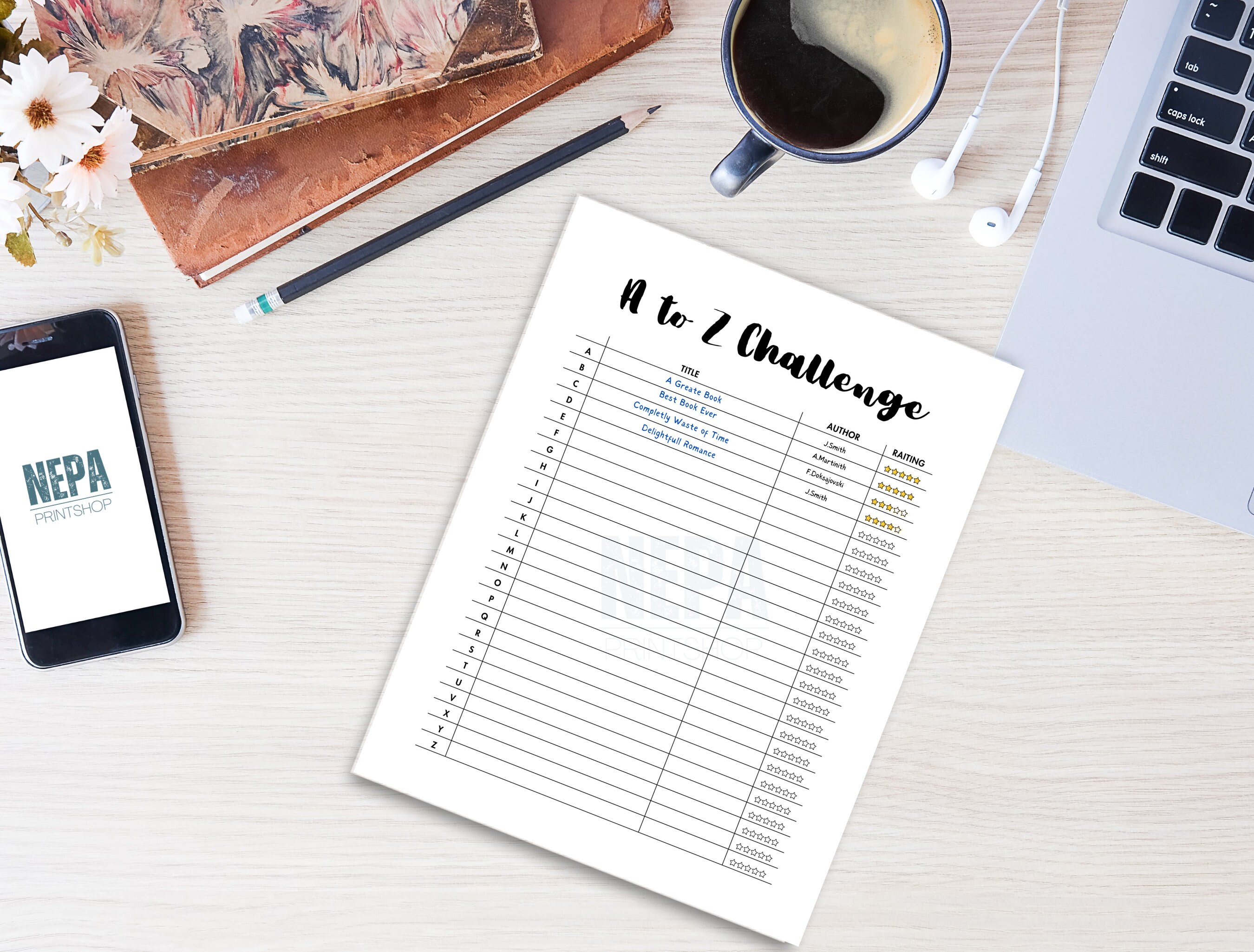 Printable A-Z Reading Challenge, Reading Journal, Reading Tracker Kids ...