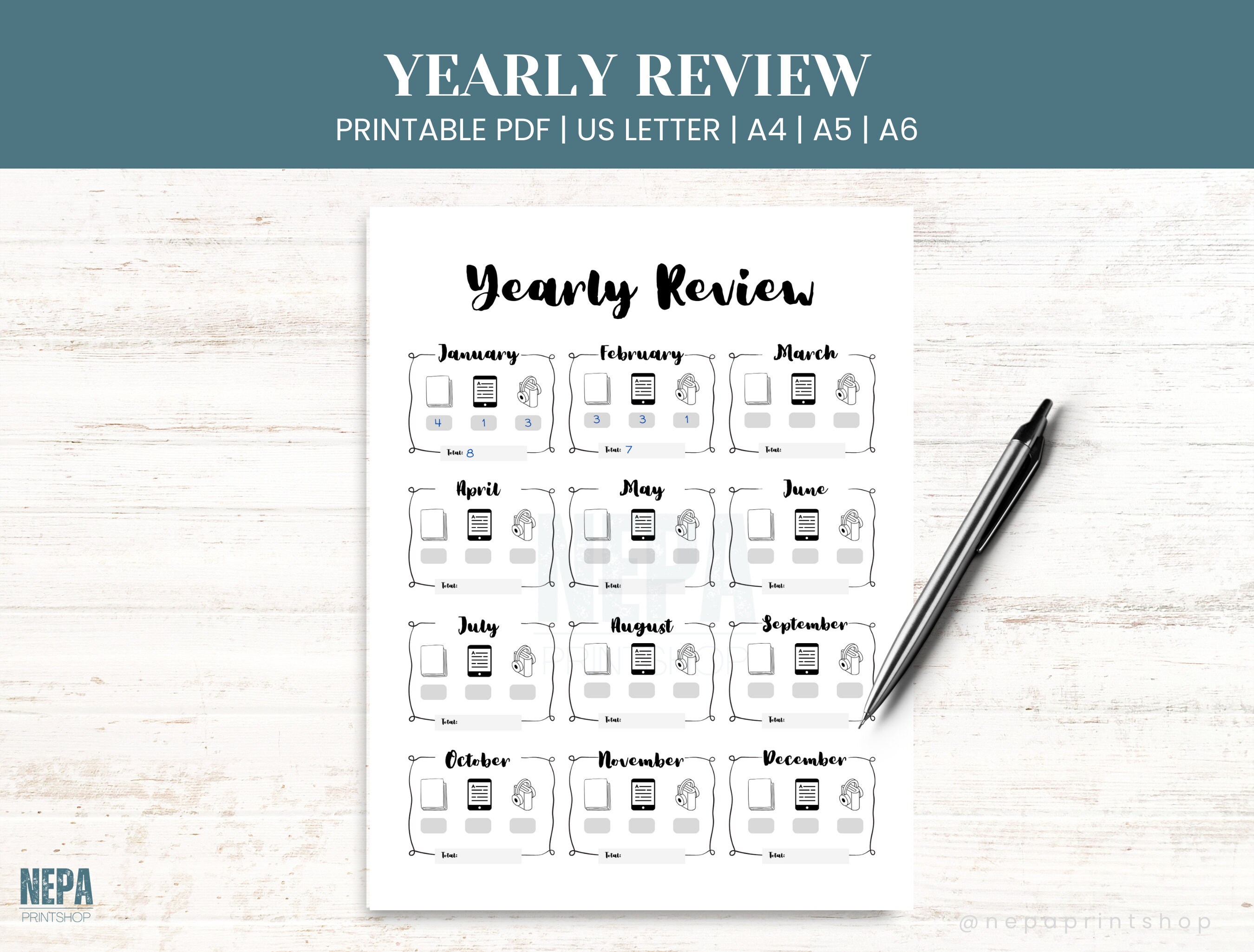 Printable Reading Yearly Review, Reading Journal, Reading Tracker Kids ...