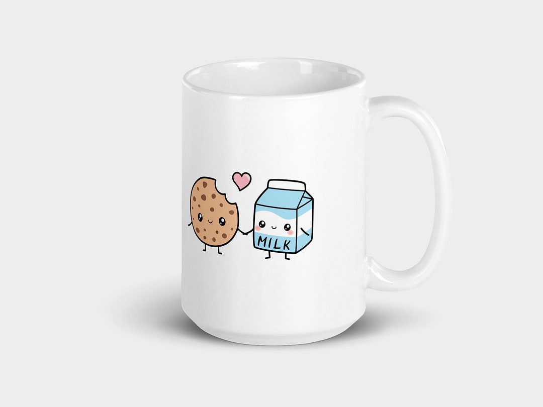 Milk and Cookies Mug, Couples Mug, Funny Mug, Cute Mug, Kawaii, Work Gift, Ceramic Mug, Adorable ...