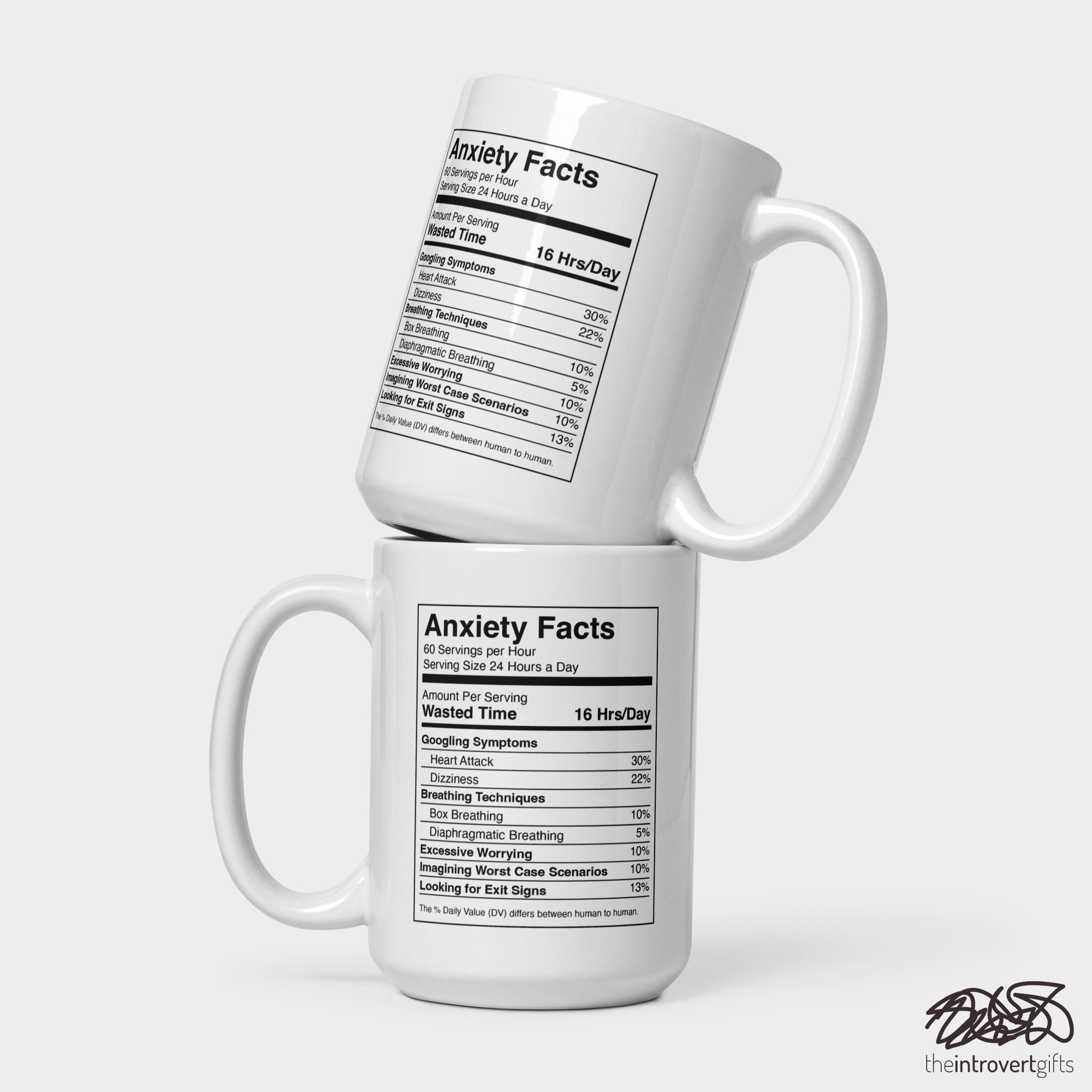 Anxiety Nutrition Facts Mug, Introvert Mug, Anxiety Mug, Sarcastic Mugs ...