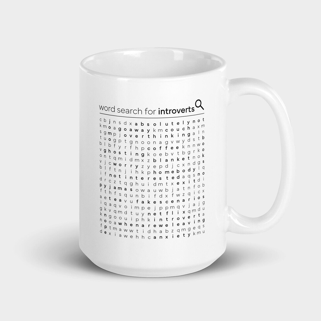 Word Search Mug for Introverts Sublimation Mug Wrap Custom Coffee Mug ...