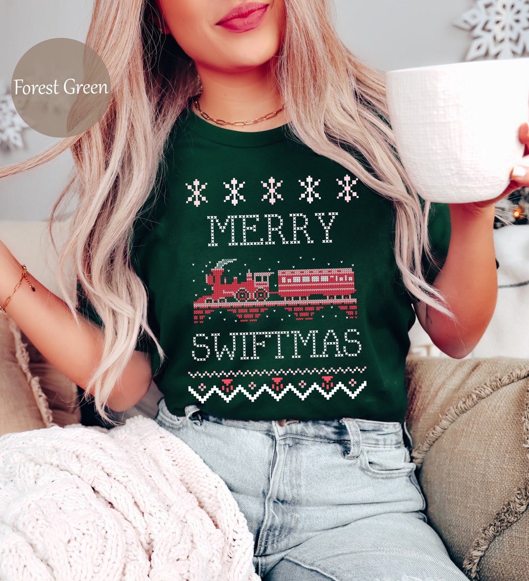 Merry Swiftmas Crewneck Shirt, Christmas Ugly Sweater Tis The Damn ...