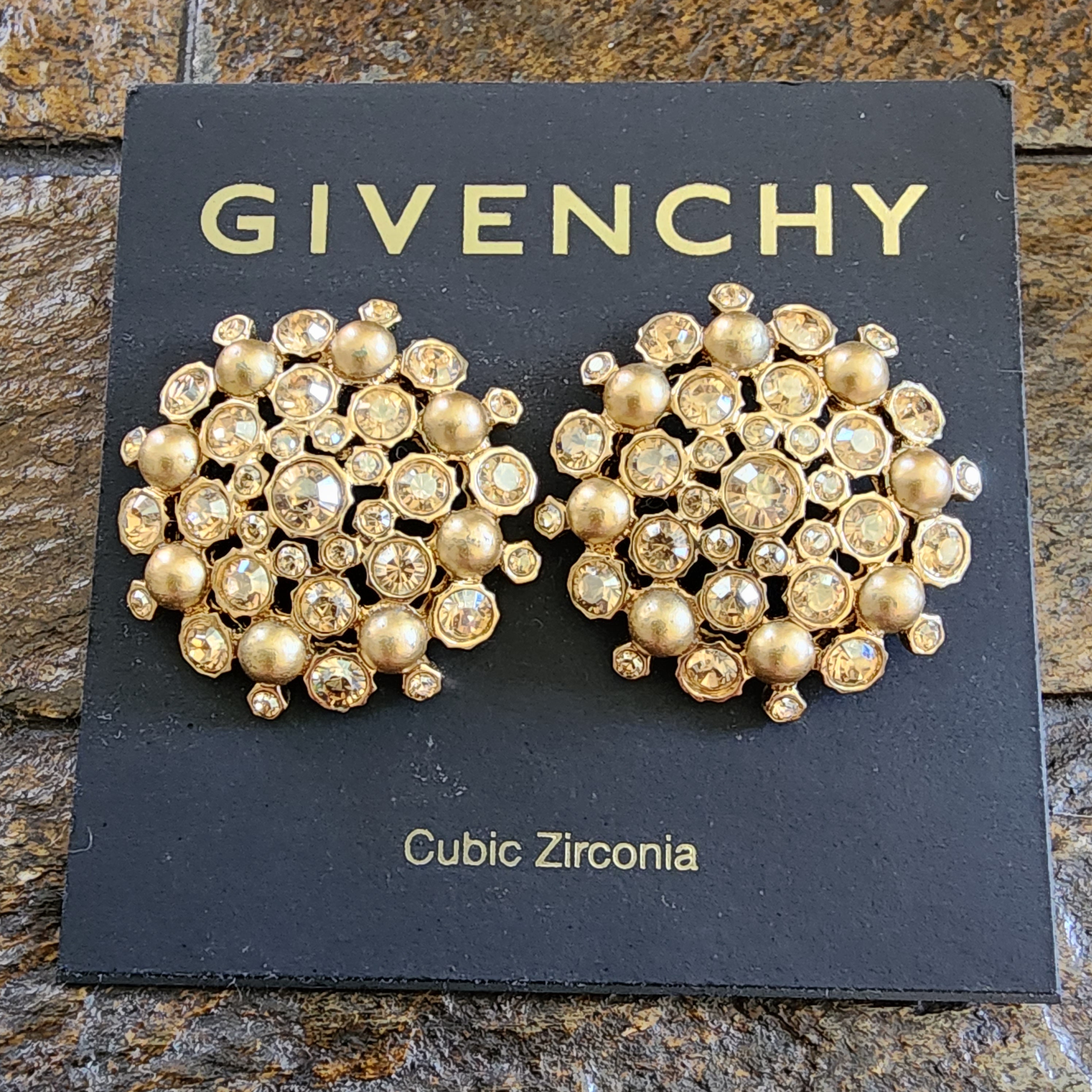 Givenchy Earrings, Cubic Zirconia Pearl Cluster Stud Designer Earrings ...