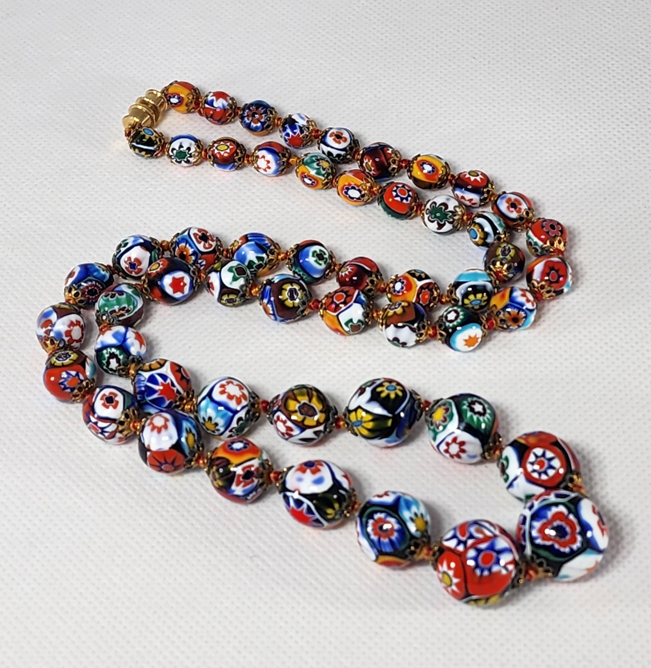 Vintage Venetian Murano Millefiori Glass Graduated Necklace - Etsy