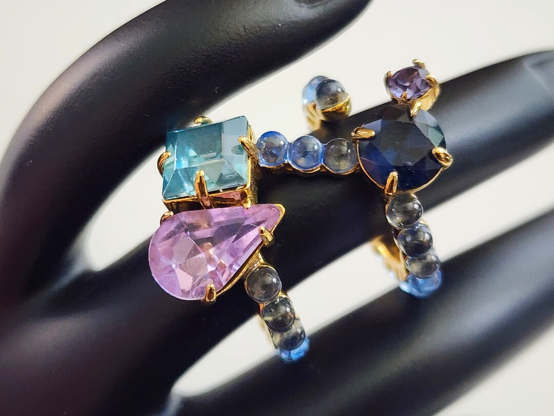 J.crew X Nails by Mei Glass Crystal Stacked Ring Placid Sky Blue ...
