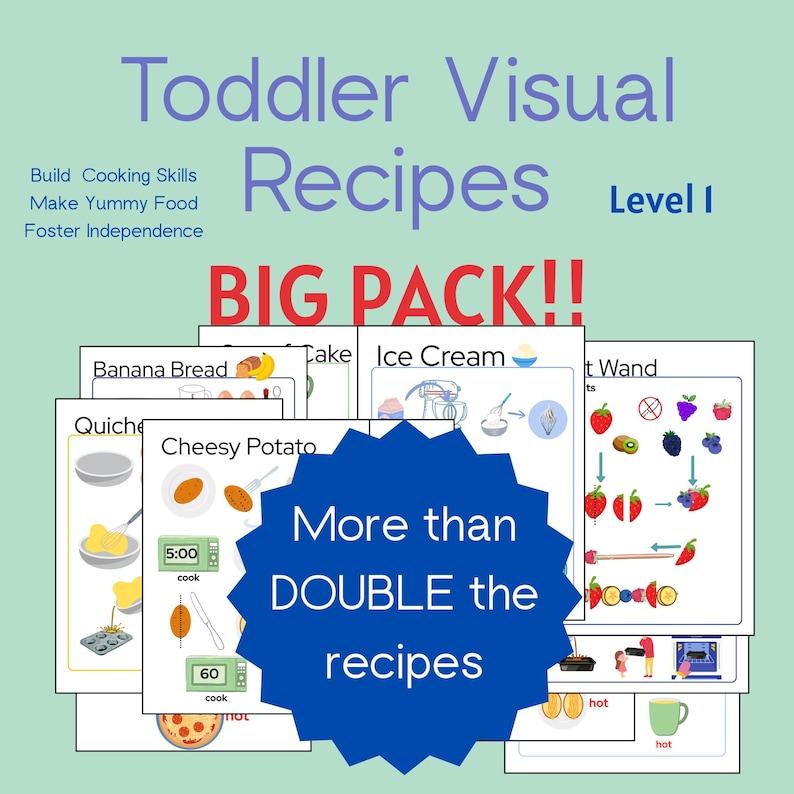 BIG PACK Toddler Visual Recipes Level 1, Learn to Cook - Etsy