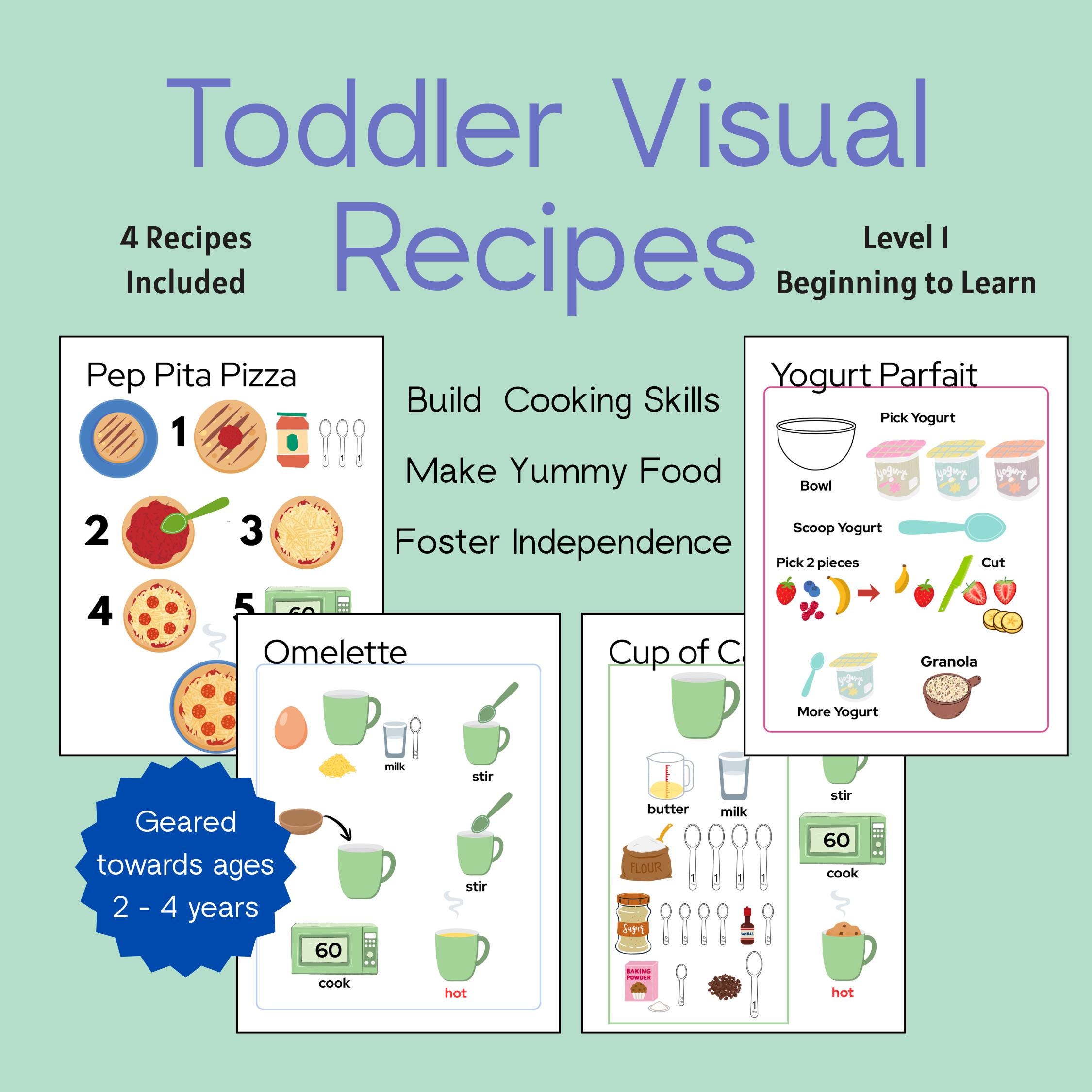 Toddler Visual Recipes Printable Build Cooking Skills With Mom ...