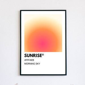 Minimalist Sunrise Poster | Beach Tropical Sun Wall Art | Pink Sky ...