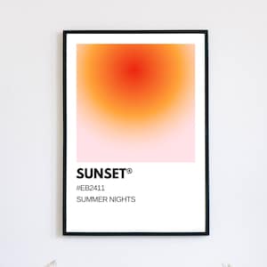 Minimalist Sunset Poster | Beach Tropical Sun Wall Art | Pink Sky Print ...