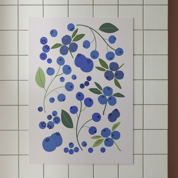 Blueberries Art - Etsy