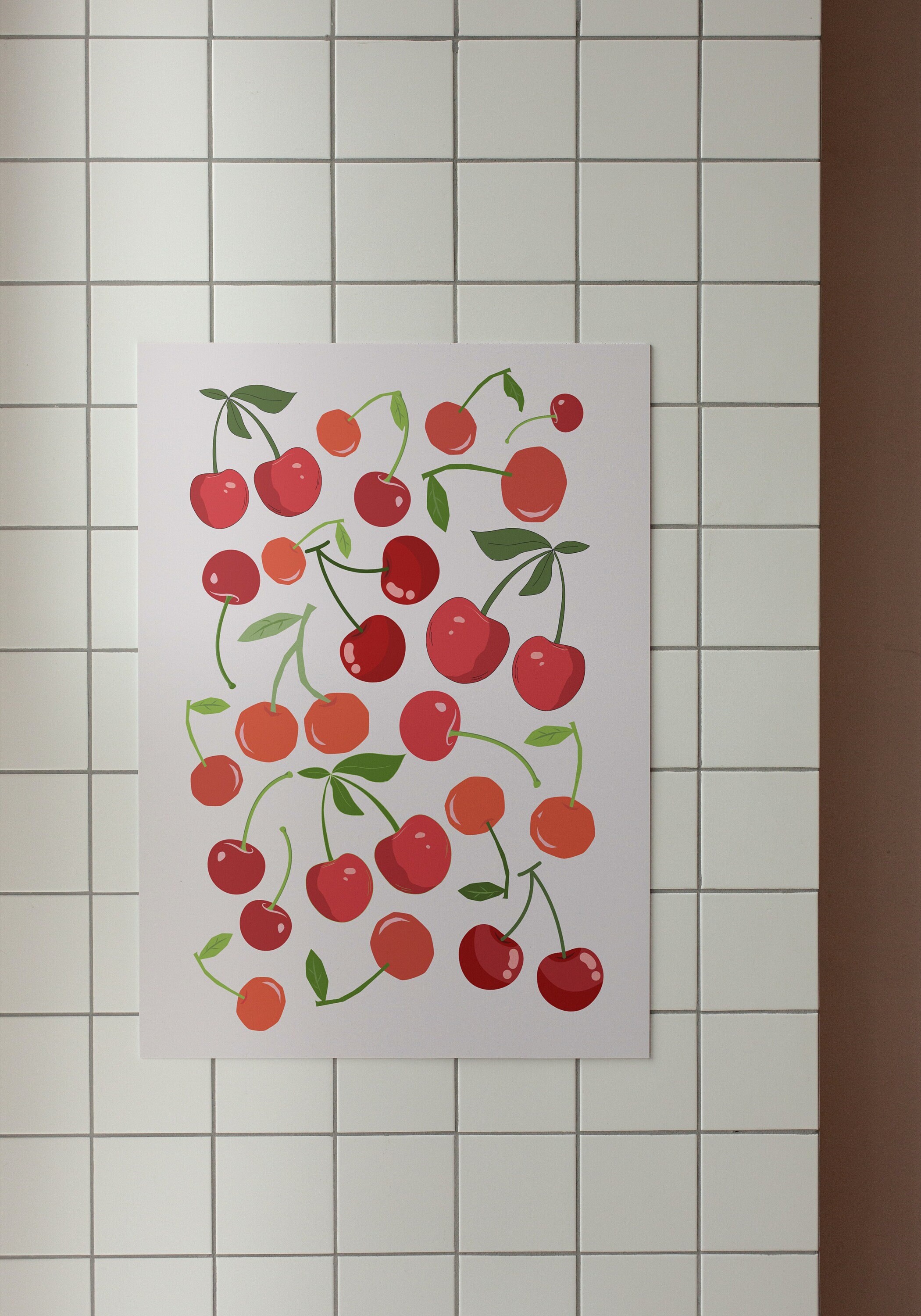 Cherries Wall Art Cherry Poster Kitchen Decor Funky Fruit - Etsy
