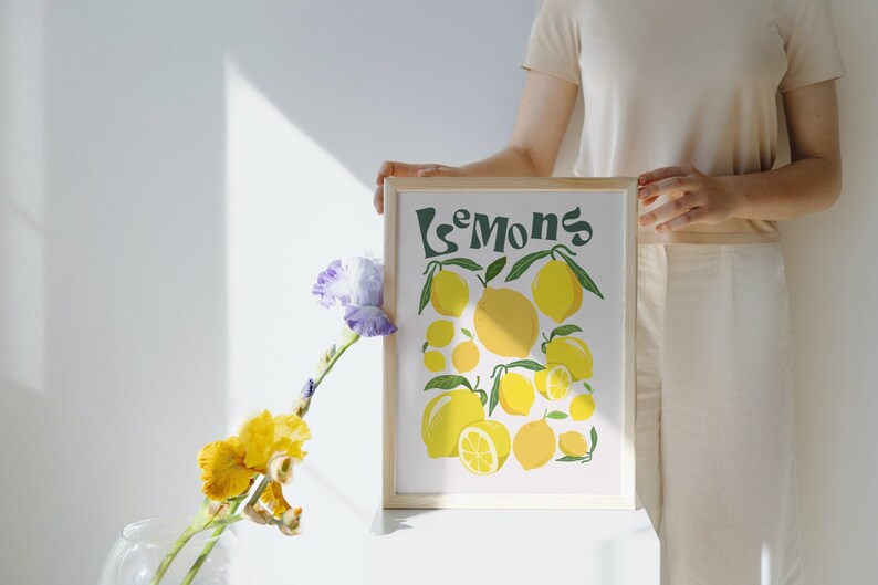 Lemons Wall Art Lemon Poster Kitchen Decor Funky Fruit - Etsy