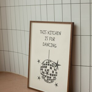 This Kitchen is for Dancing Print, Disco Ball Wall Art, Kitchen Decor ...