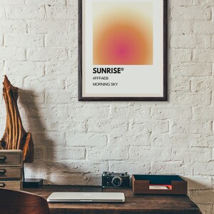 Minimalist Sunrise Poster | Beach Tropical Sun Wall Art | Pink Sky ...