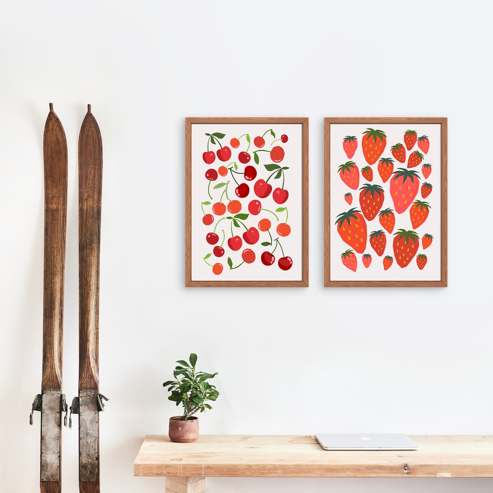 Cherries Wall Art, Cherry Poster Kitchen Decor, Funky Fruit Poster ...