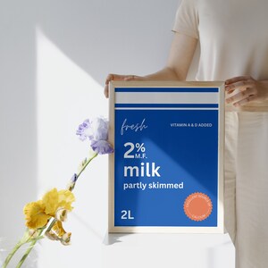 Milk Poster | Canadian Bagged Milk Print | 2% Milk Wall Art | Kitchen ...