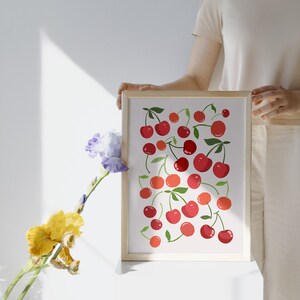 Cherries Wall Art, Cherry Poster Kitchen Decor, Funky Fruit Poster ...
