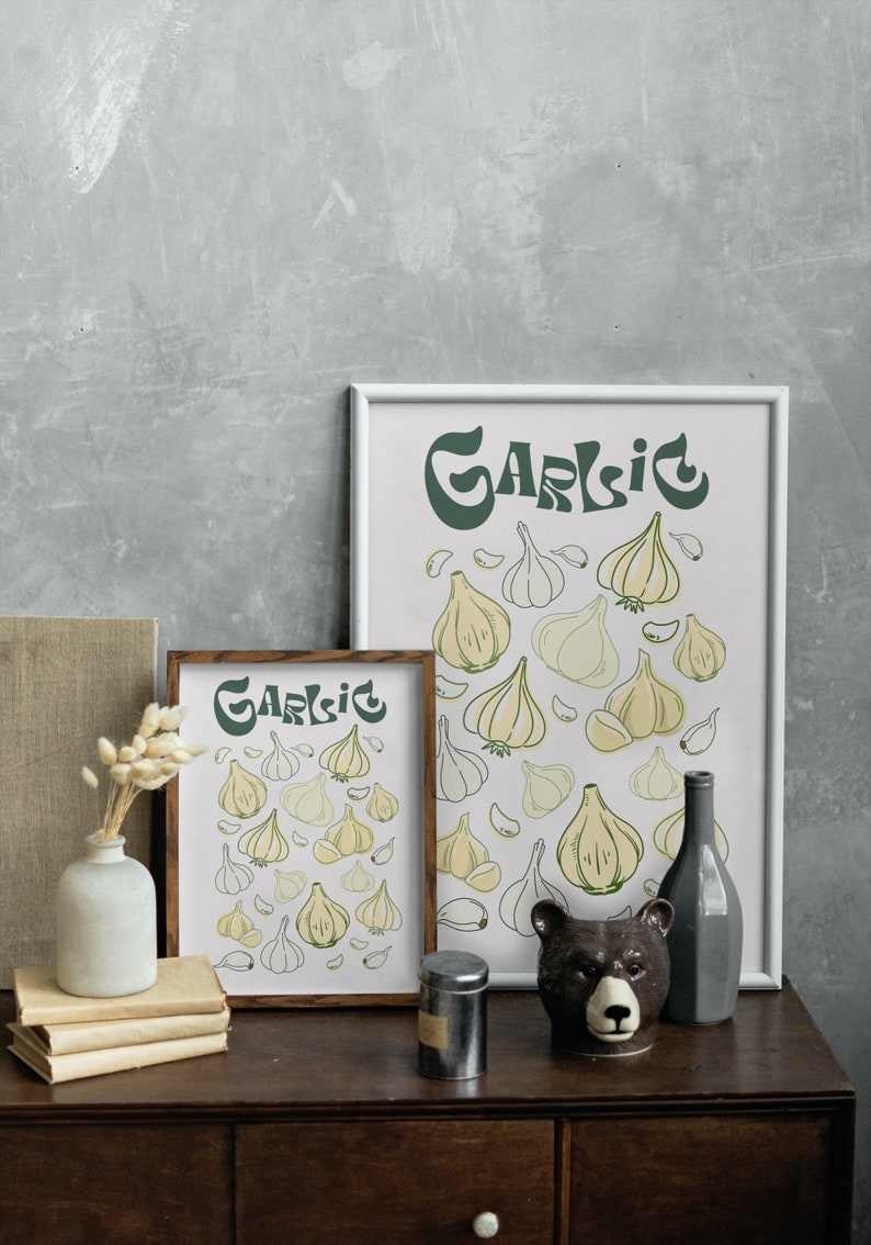 Garlic Wall Art, Garlic Girl Poster Kitchen Decor, Funky Vegetable ...