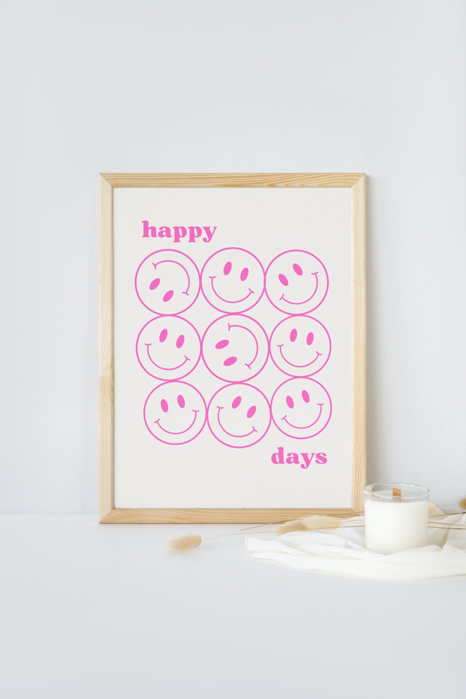 Happy Days Poster Pink Positive Thinking Wall Art Groovy - Etsy