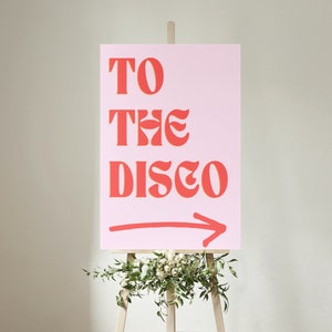To the Disco Poster, Aesthetic Room Decor, Pink and Red Disco Digital ...