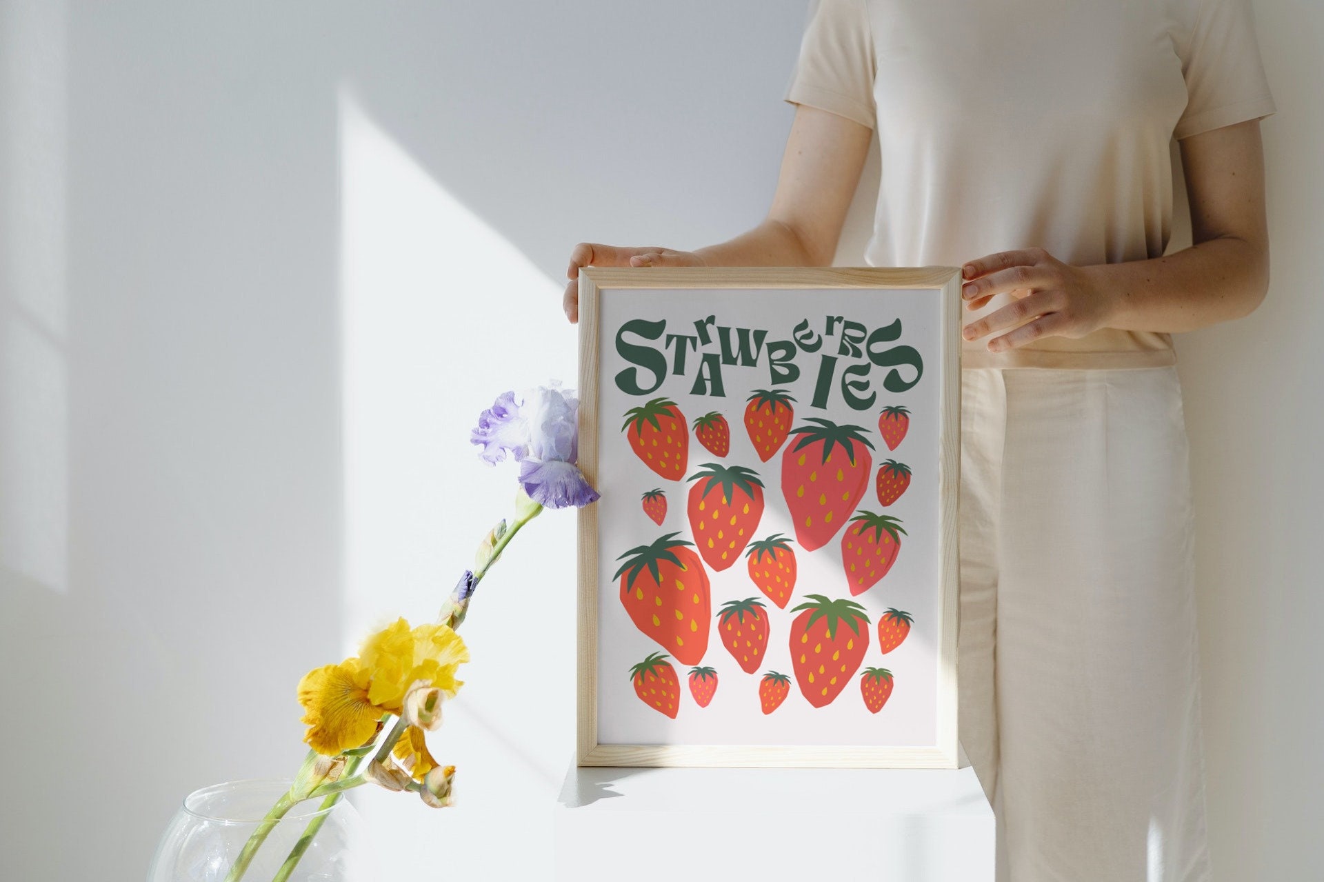 Strawberries Wall Art Strawberry Poster Kitchen Decor Funky - Etsy