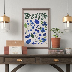 Blueberries Wall Art, Blueberry Poster Kitchen Decor, Funky Fruit ...