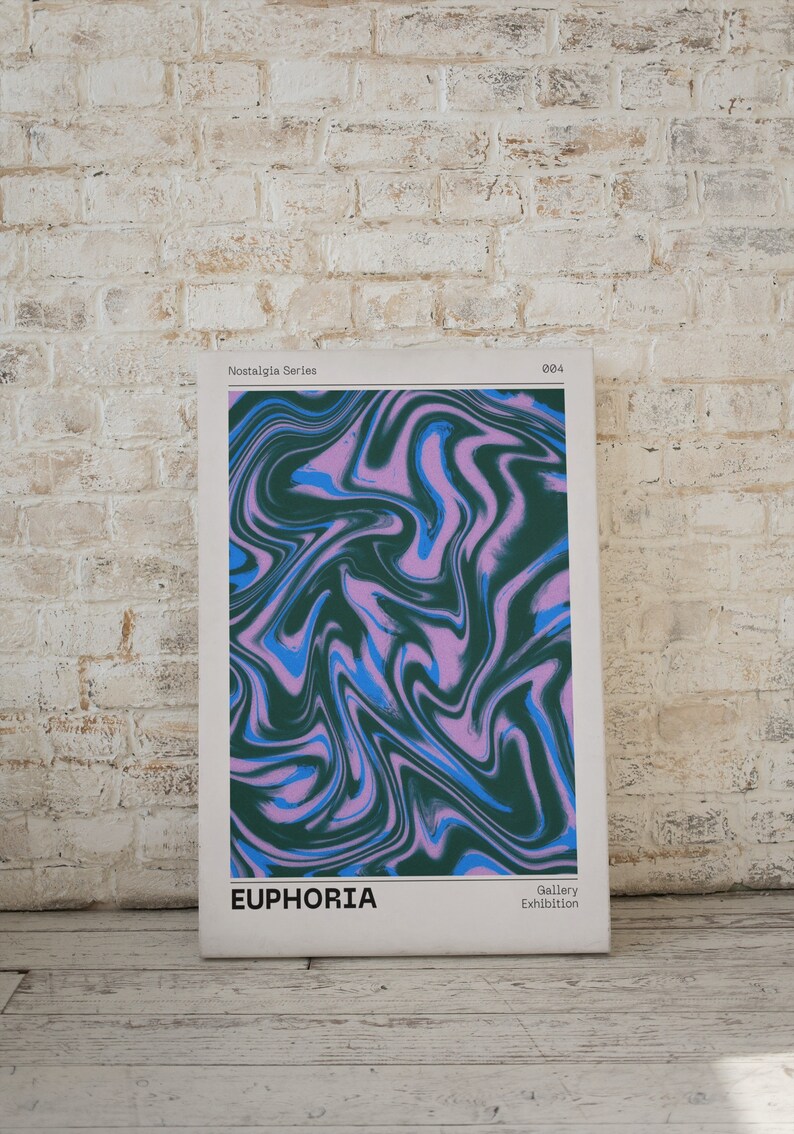 Euphoria Aura Poster, Retro Gradient Poster, Purple Blue Grainy ...