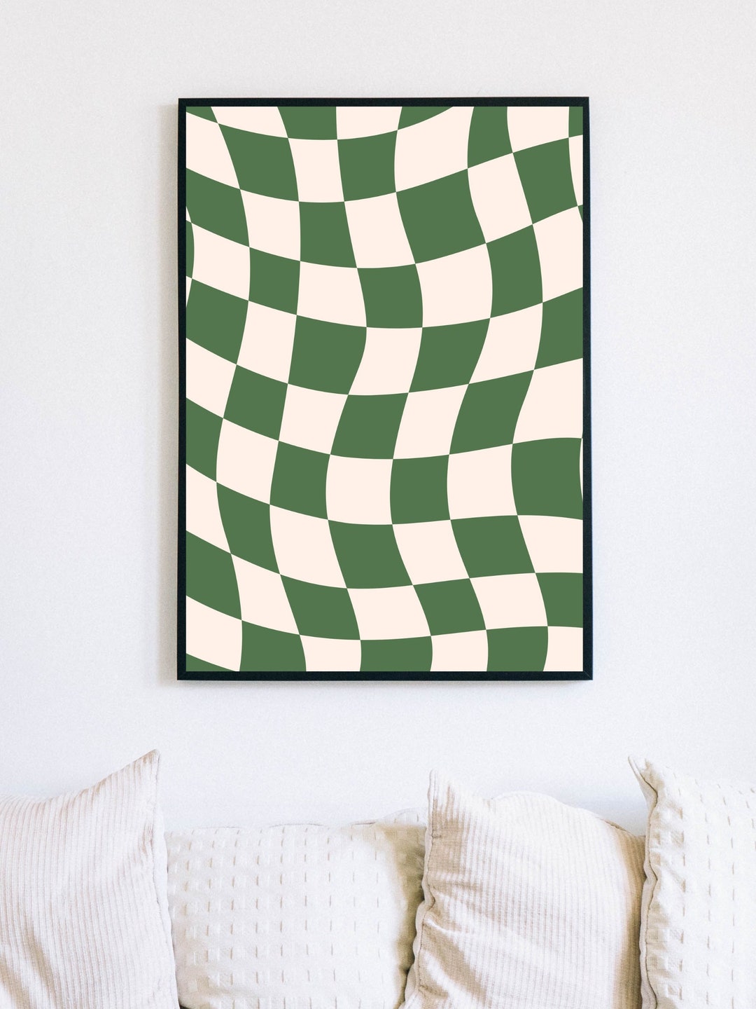 Sage Green Checkered Poster | Funky Wall Art Digital Download | Trendy ...
