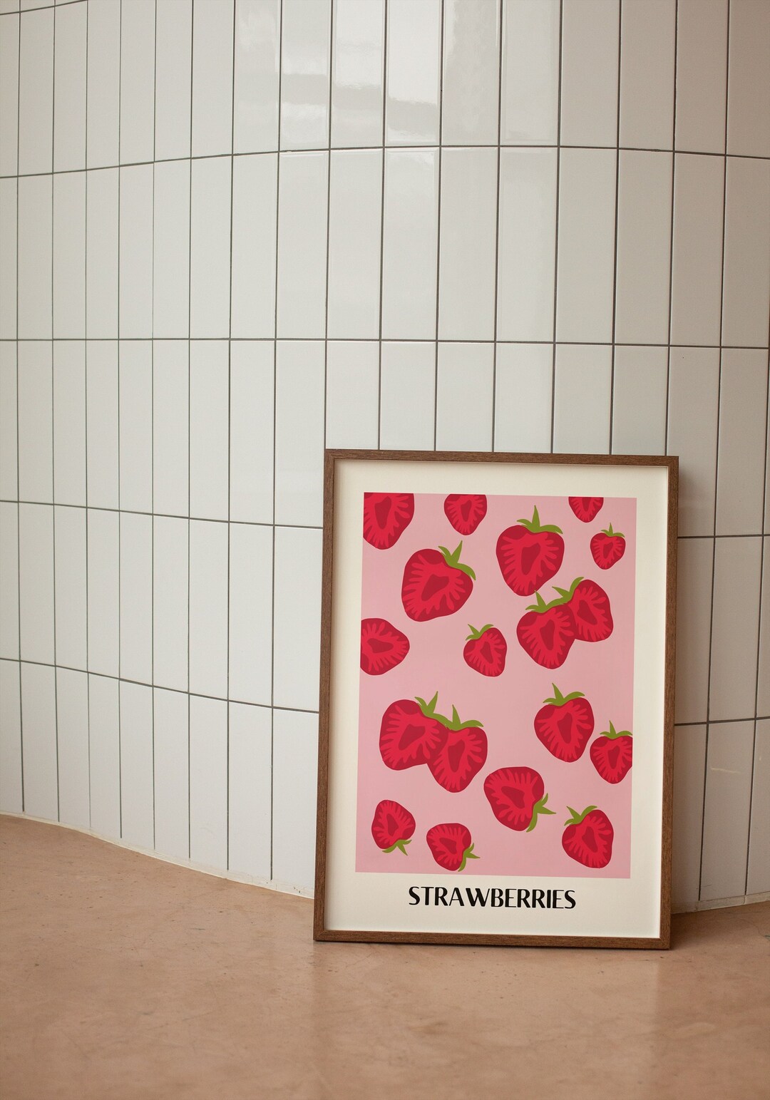 Strawberries Wall Art, Strawberry Poster Kitchen Decor, Funky Fruit ...