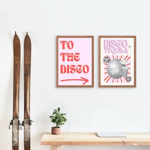 To the Disco Poster, Aesthetic Room Decor, Pink and Red Disco Digital ...