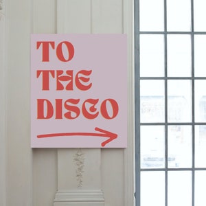 To the Disco Poster, Aesthetic Room Decor, Pink and Red Disco Digital ...