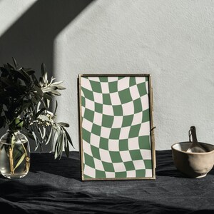 Sage Green Checkered Poster | Funky Wall Art Digital Download | Trendy ...
