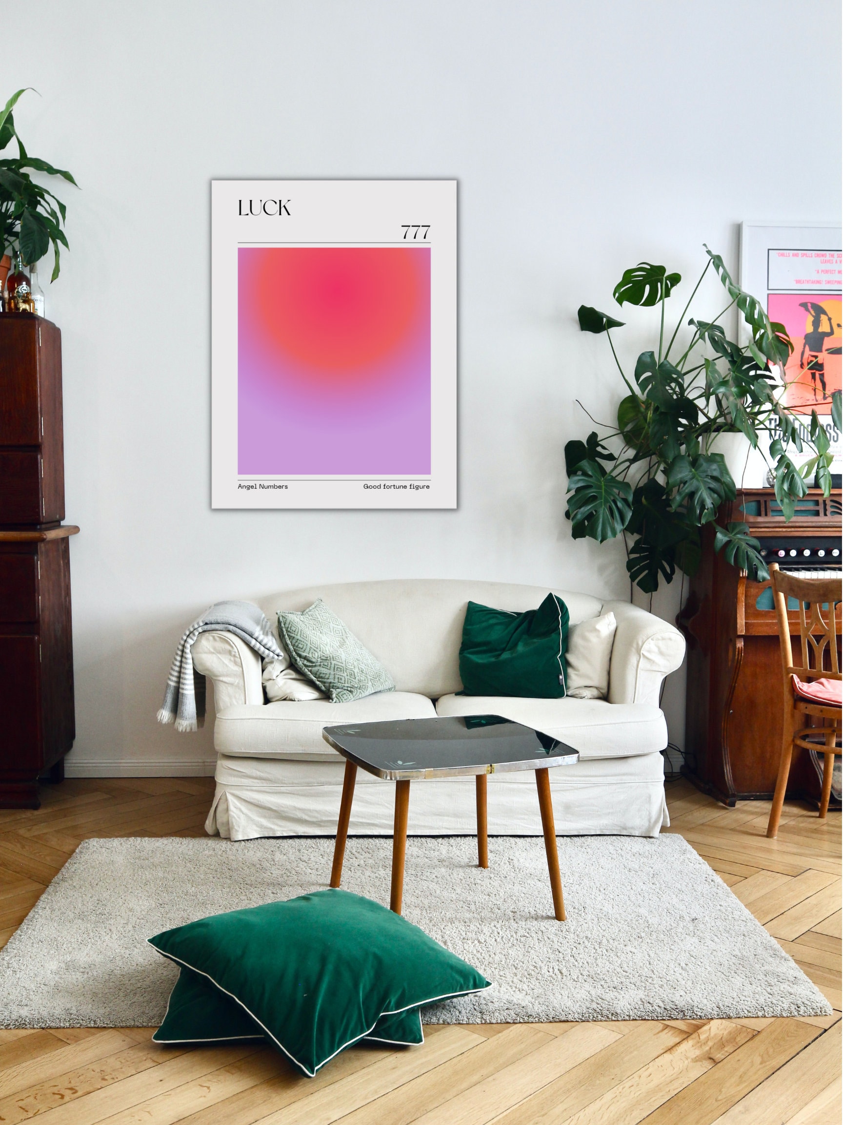 Gradient Angel Number 777 Luck Print, Gradient Spiritual Wall Art ...