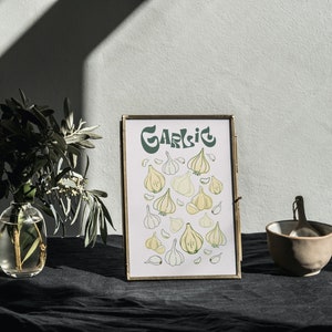 Garlic Wall Art, Garlic Girl Poster Kitchen Decor, Funky Vegetable ...