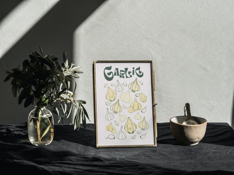 Garlic Wall Art, Garlic Girl Poster Kitchen Decor, Funky Vegetable ...