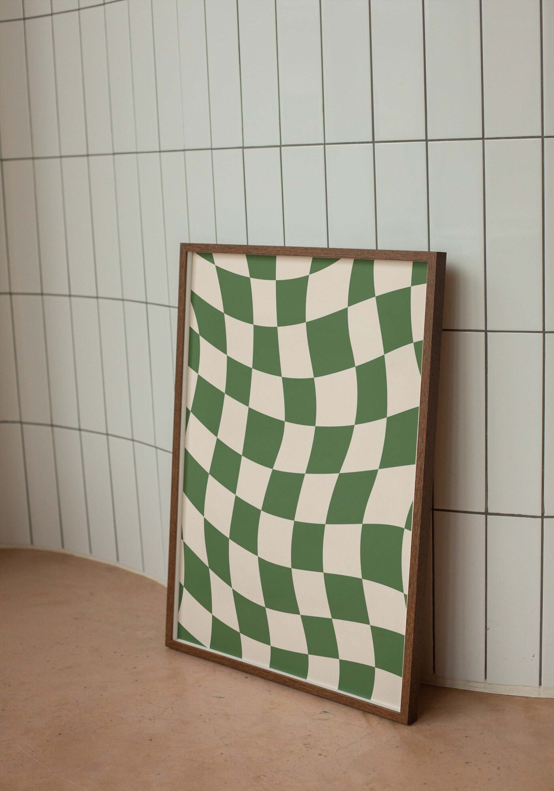 Sage Green Checkered Poster Funky Wall Art Digital Download Trendy ...