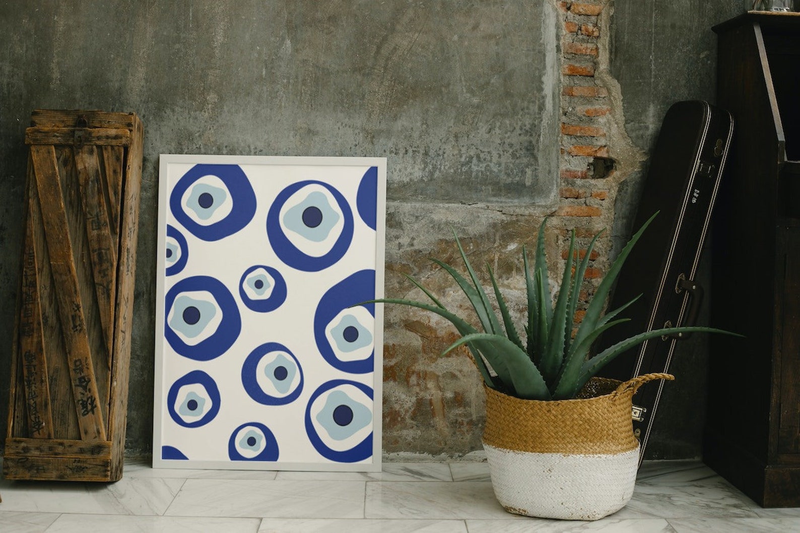 Evil Eye Art Print Evil Eye Poster Blue Evil Eye Protection Printable ...