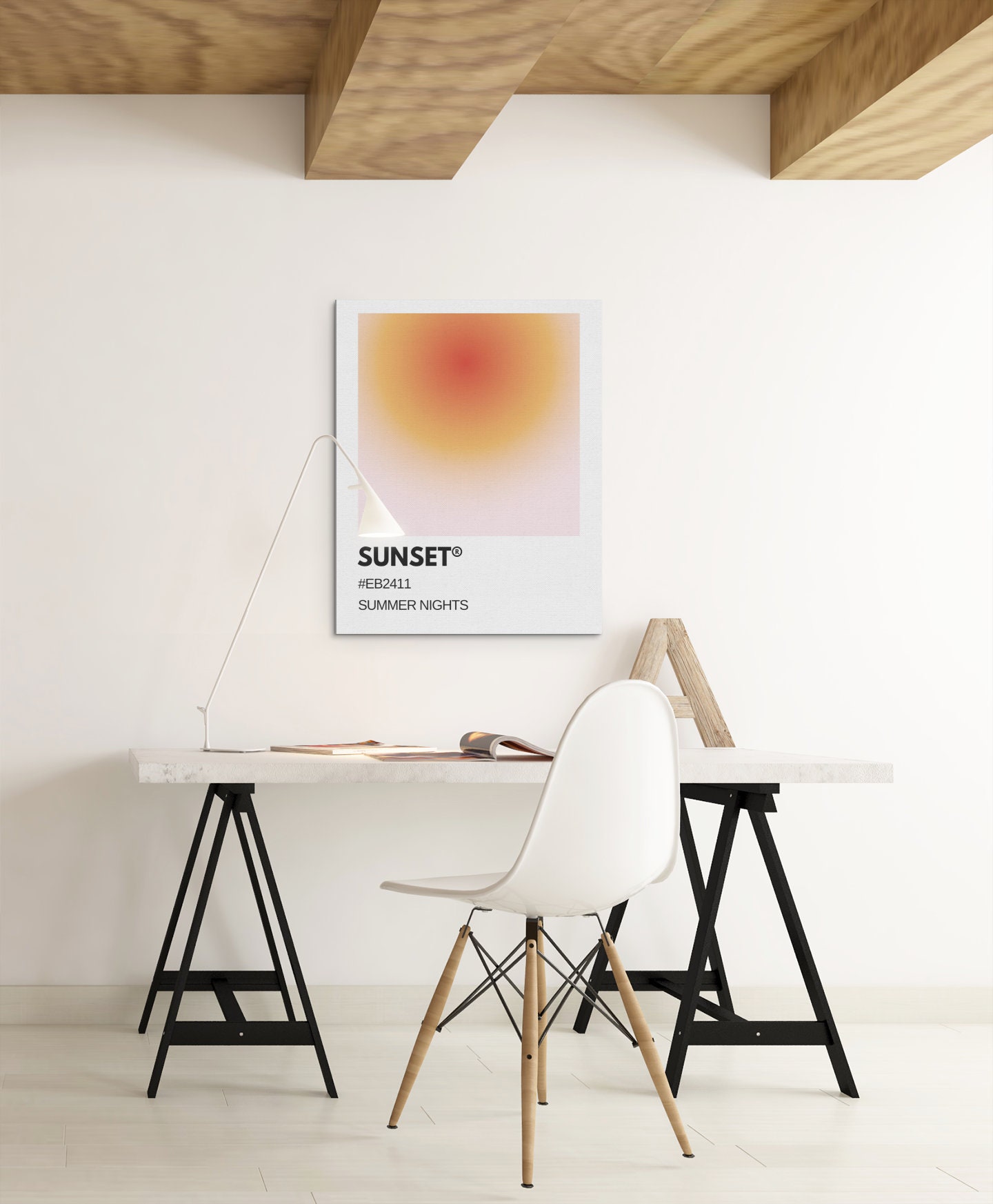 Minimalist Sunset Poster | Beach Tropical Sun Wall Art | Pink Sky Print ...