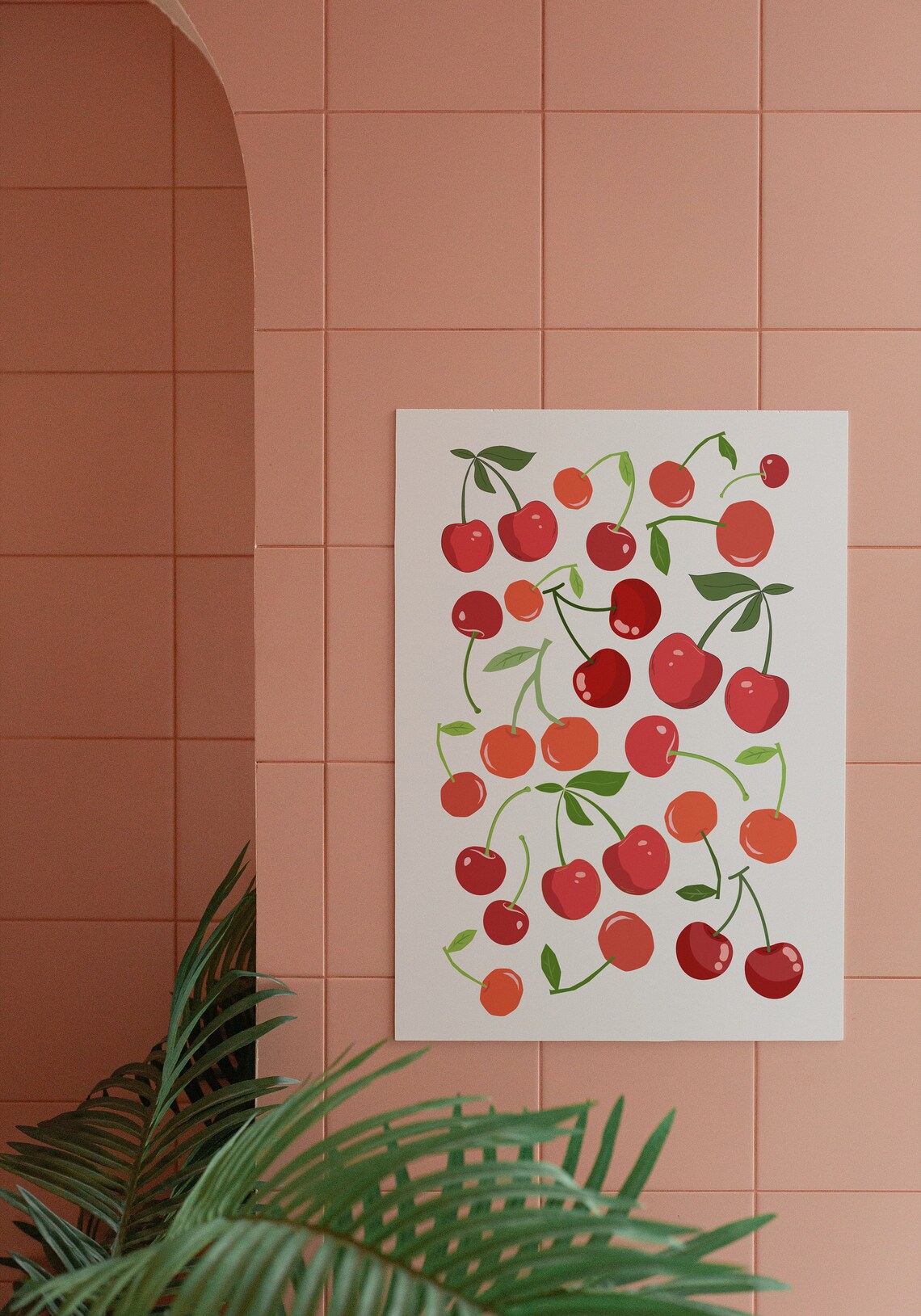 Cherries Wall Art, Cherry Poster Kitchen Decor, Funky Fruit Poster ...