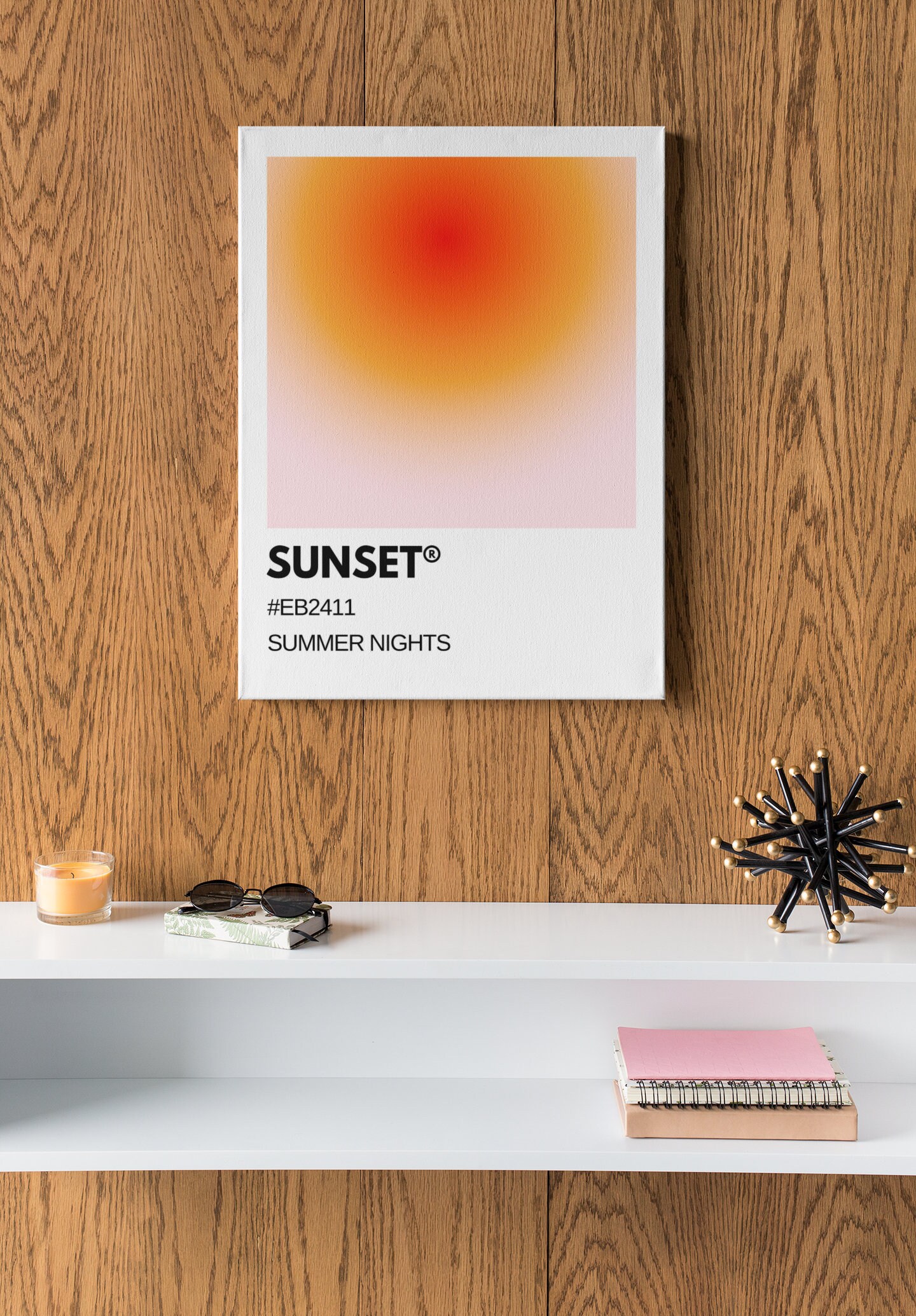 Minimalist Sunset Poster Beach Tropical Sun Wall Art Pink Sky Print ...