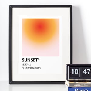 Minimalist Sunset Poster | Beach Tropical Sun Wall Art | Pink Sky Print ...