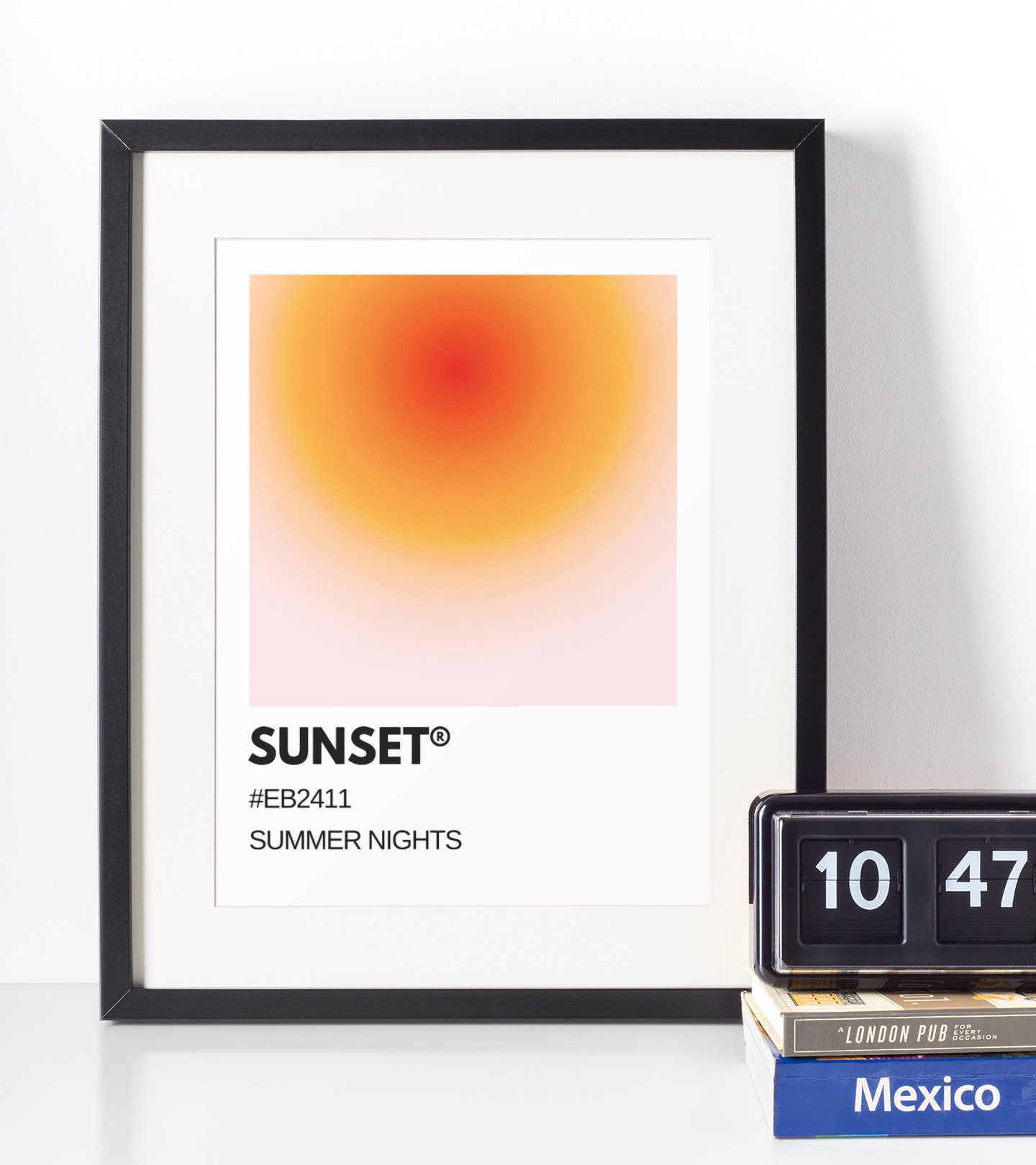 Minimalist Sunset Poster Beach Tropical Sun Wall Art Pink Sky Print ...