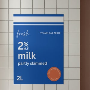 Milk Poster | Canadian Bagged Milk Print | 2% Milk Wall Art | Kitchen ...
